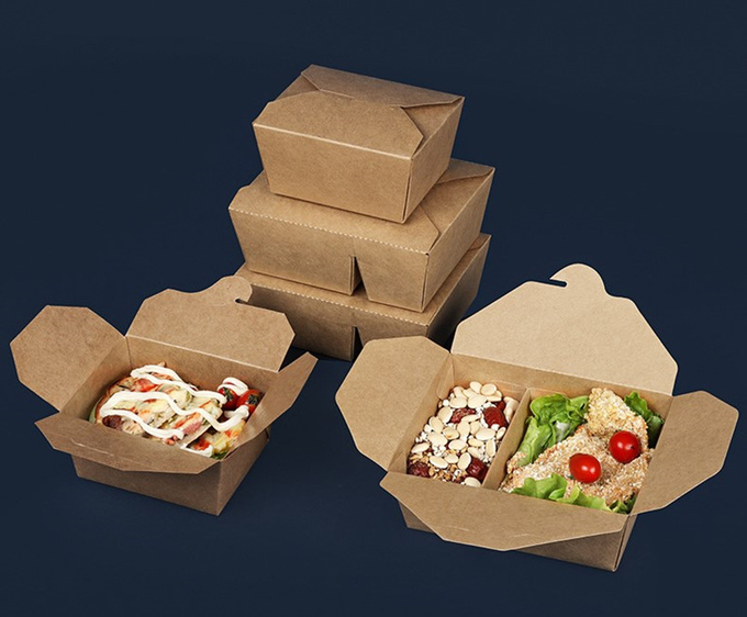 Disposable Compartment Take Away Box Carryout Food Packaging Kraft ...